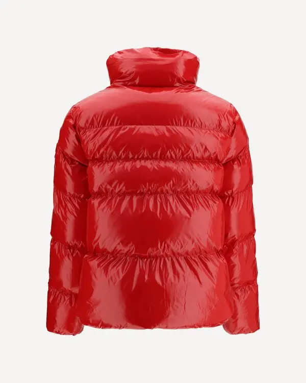 Pinko Glossy Quilted Puffer Jacket With Funnel Neck