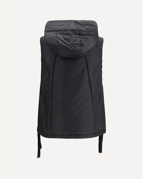 Max Mara Hooded Padded Vest In Water Repellent Canvas - Black