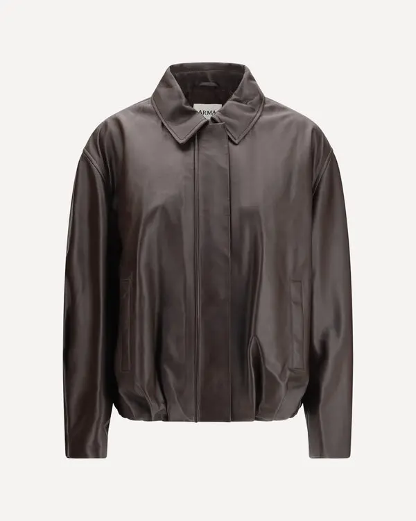 ARMA Melis Leather Bomber Jacket - Brown