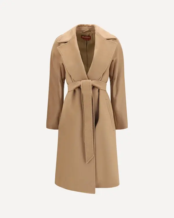 Max Mara Peak Lapel Wool Coat - Beige
