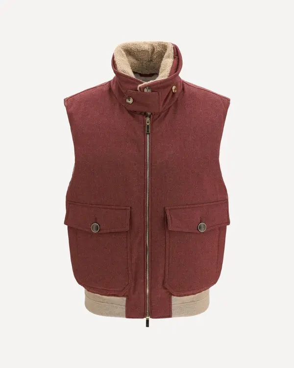 Brunello Cucinelli Wool Padded Vest - Bordeaux