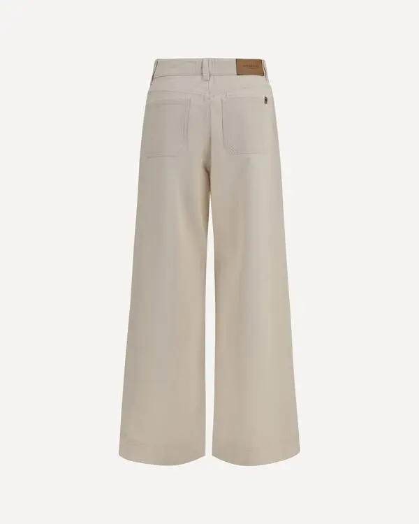 Max Mara Wide Leg Cotton Bull Denim Trousers - Beige