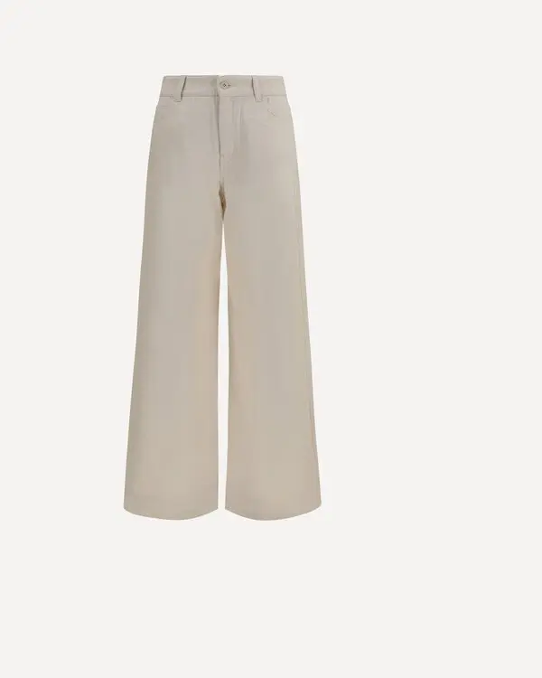 Max Mara Wide Leg Cotton Bull Denim Trousers - White