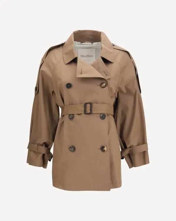 Max Mara Short Water Repellent Twill Trench Coat - Brown