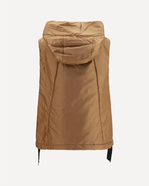 Max Mara Hooded Padded Vest In Water Repellent Canvas - Brown
