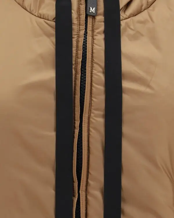 Max Mara Hooded Padded Vest In Water Repellent Canvas - Brown
