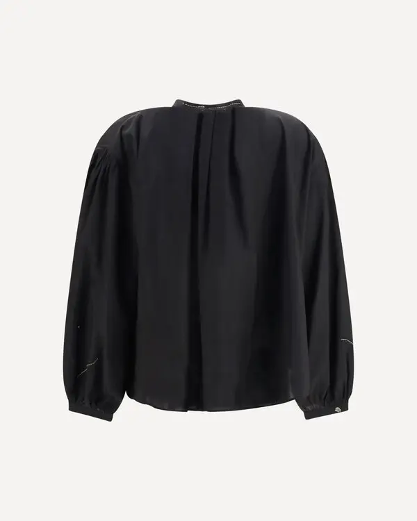 FORTE_FORTE Fleurs D'orient Embroidered Voile Bohemian Shirt - Black