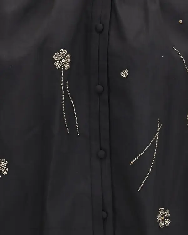 FORTE_FORTE Fleurs D'orient Embroidered Voile Bohemian Shirt - Black