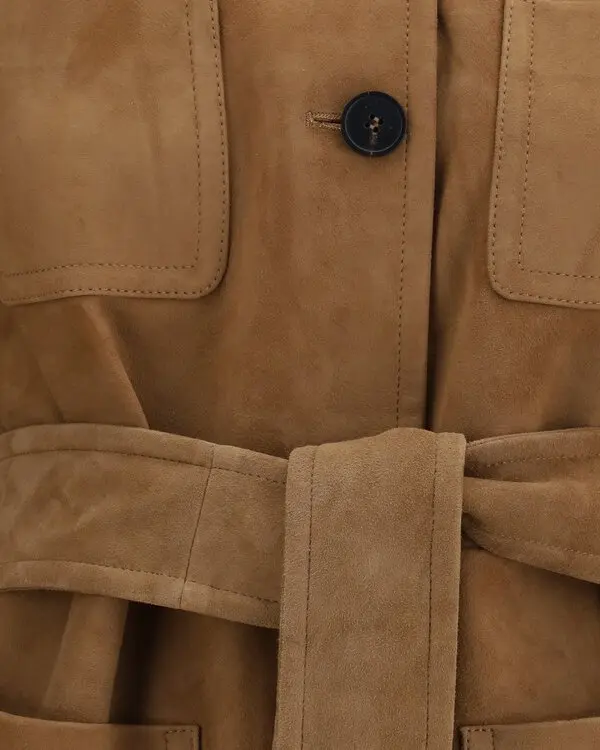Max Mara Suede Leather Jacket With Belt