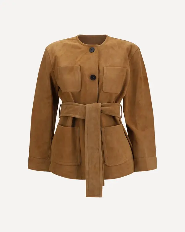 Max Mara Suede Belted Jacket - Brown