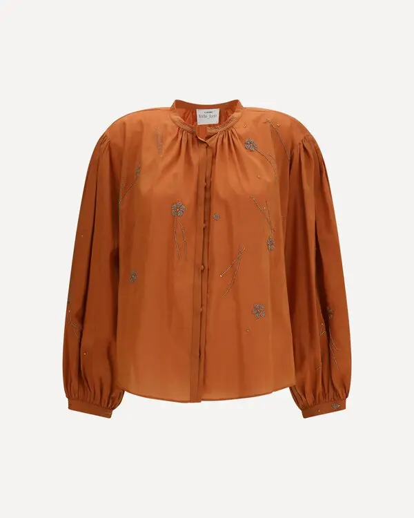 FORTE_FORTE Embroidered Voile Shirt - Orange