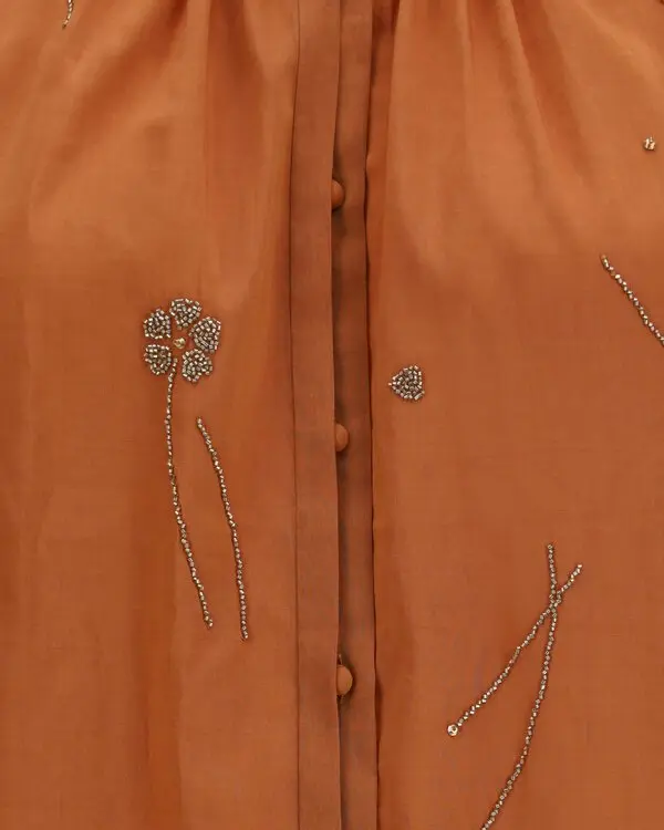 FORTE_FORTE Embroidered Voile Shirt - Orange