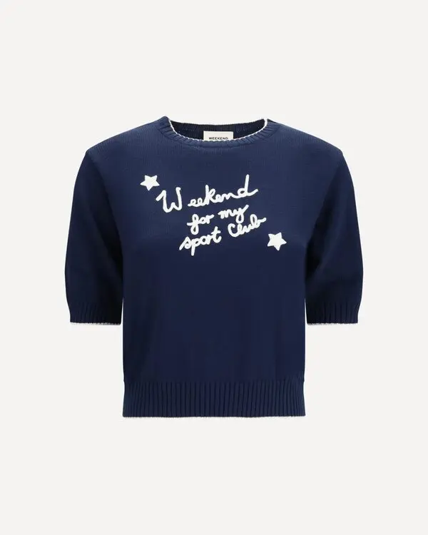 Max Mara Cotton Knit Sweater - Blue