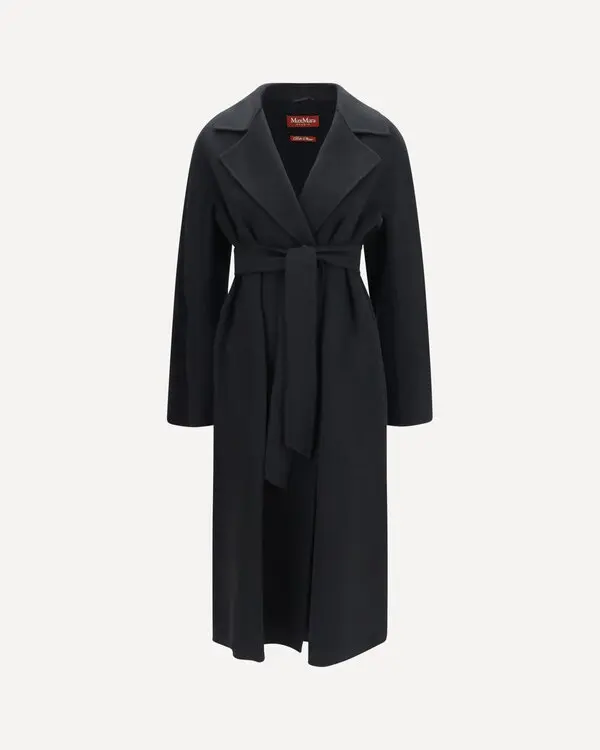 Max Mara Wool, Cashmere, And Silk Long Robe Coat - Black