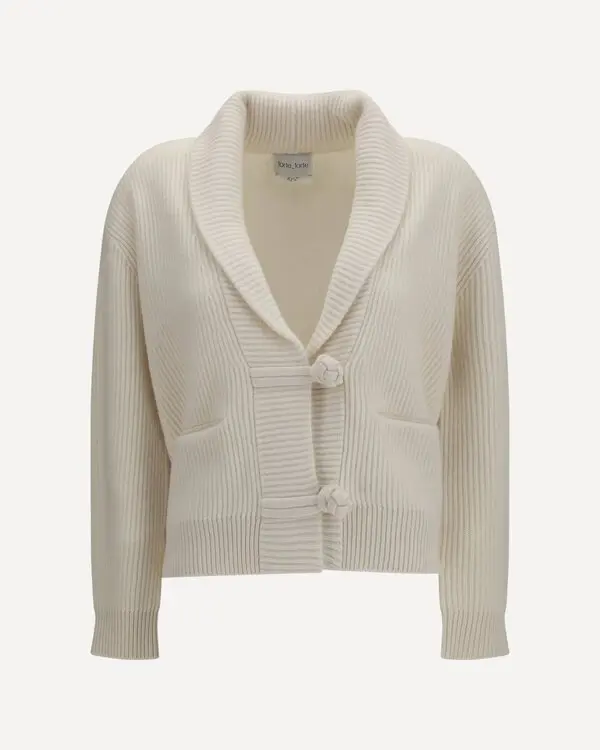 FORTE_FORTE Wool And Cashmere Ribbed Cardigan