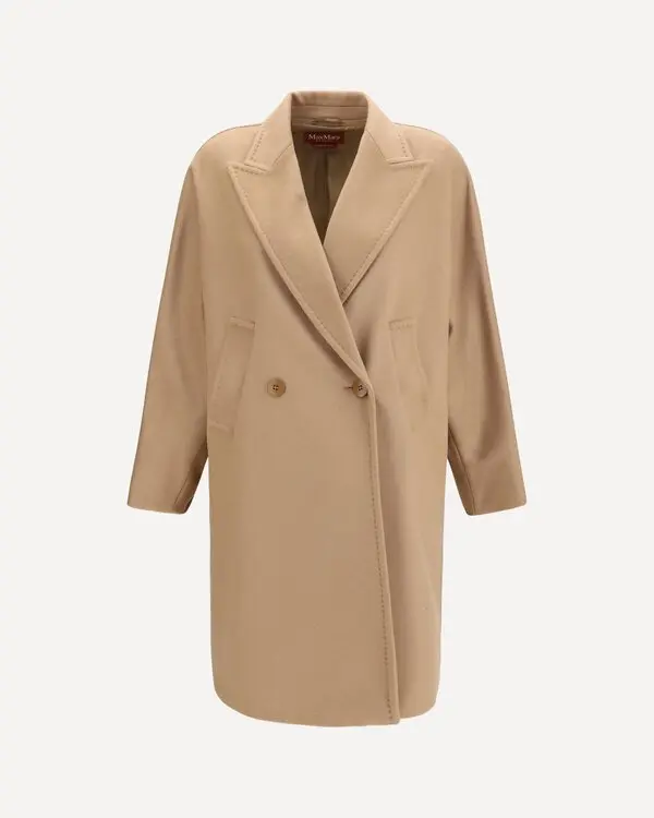 Max Mara Double Breasted Wool Drap Coat - Beige