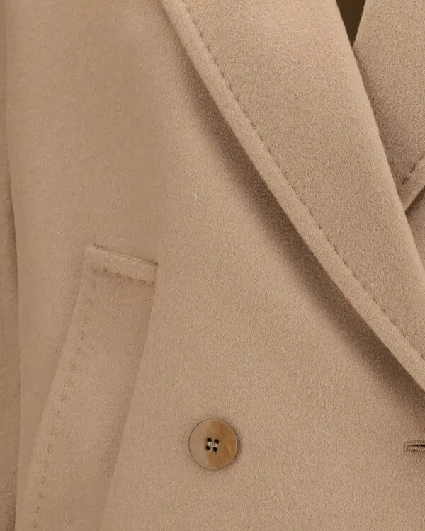 Max Mara Double Breasted Wool Drap Coat - Beige
