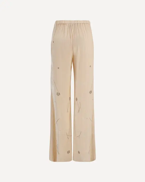 FORTE_FORTE Fleurs D'orient Embroidered Crushed Velvet Trousers
