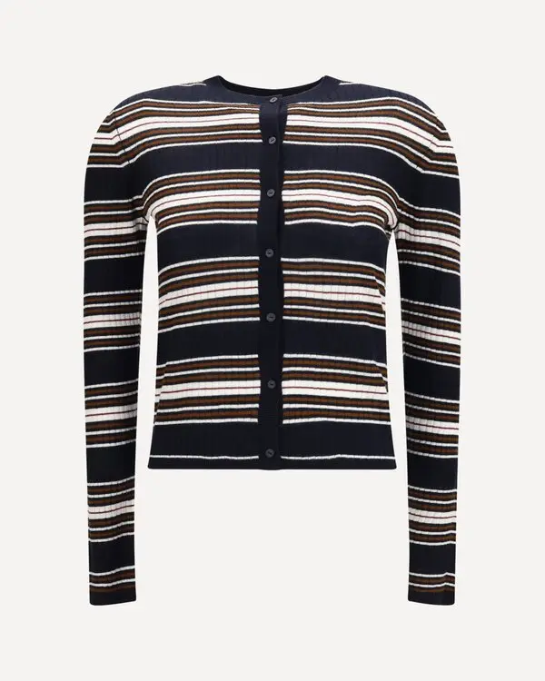 Max Mara Striped Silk And Wool Cardigan - Blue