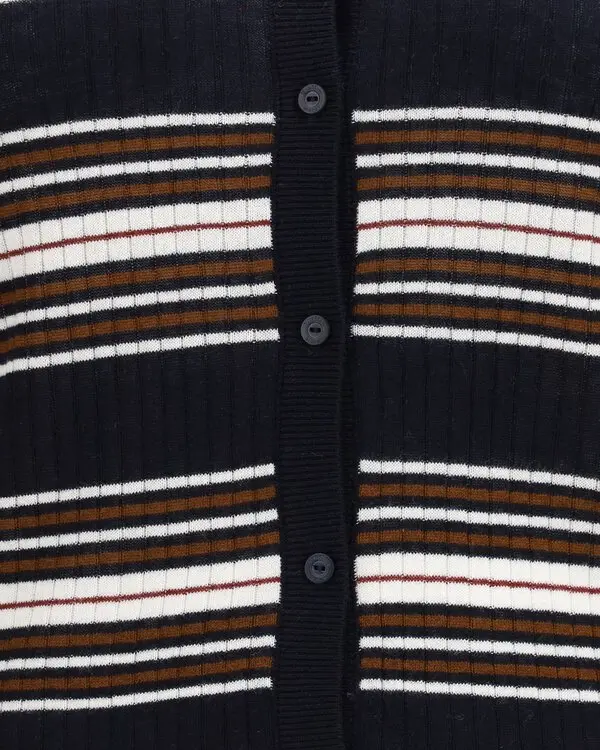 Max Mara Striped Silk And Wool Cardigan - Blue