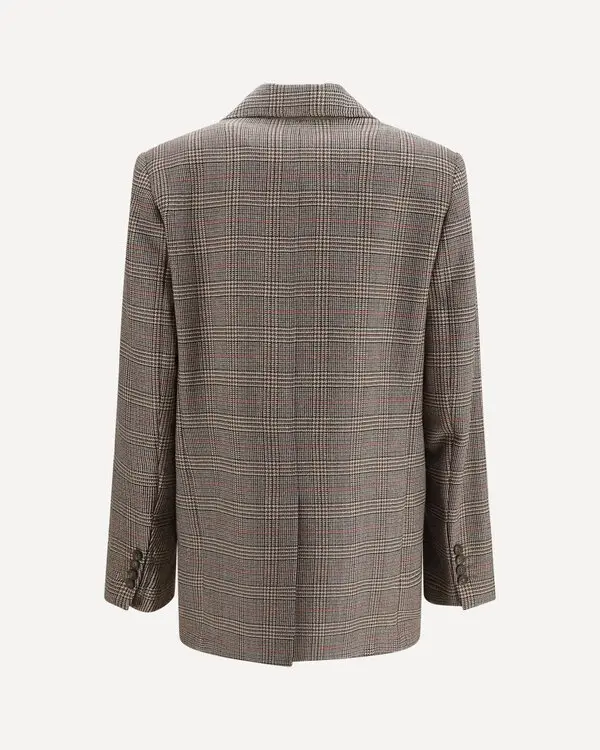 Max Mara Checked Pattern Wool Blazer - Brown