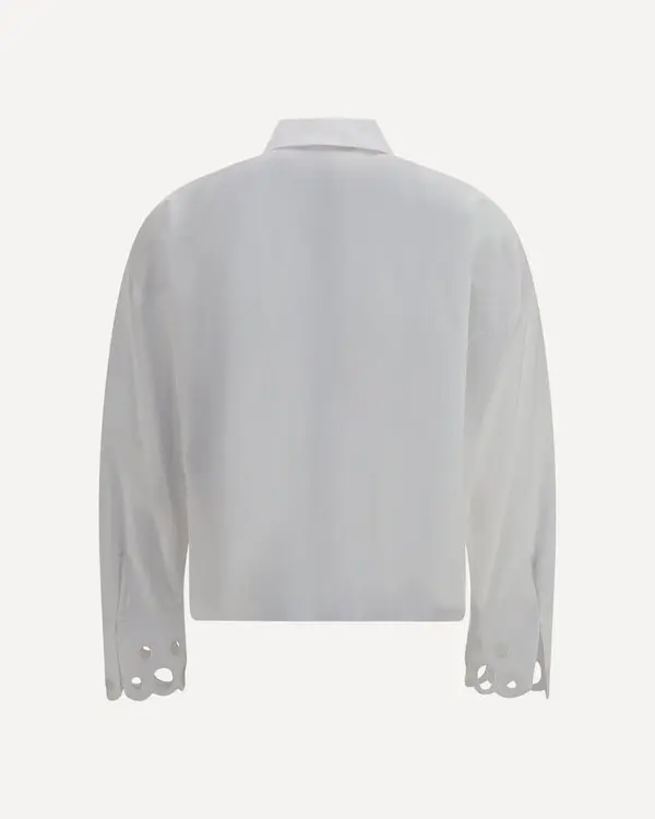 Max Mara Cotton Poplin Shirt With Scalloped Cuffs - White