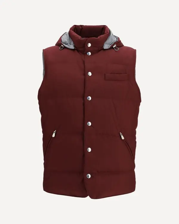 Brunello Cucinelli Sleeveless Hooded Gilet - Bordeaux