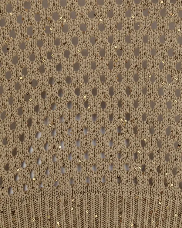 Max Mara Open Knit Cotton Sweater With Sequins Feale