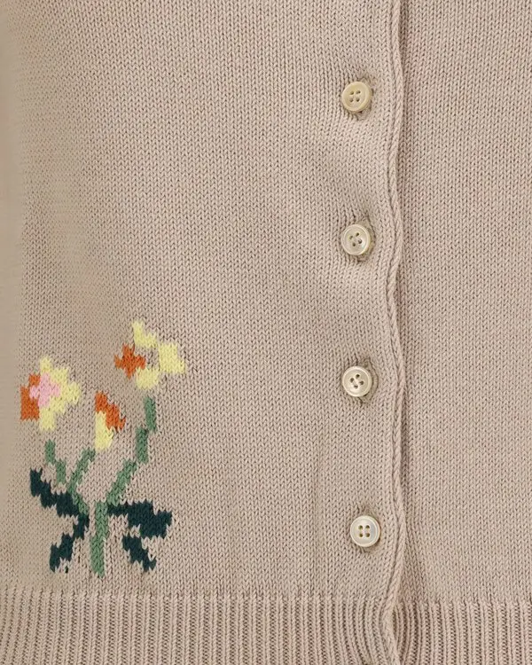 Max Mara Cotton Knit Intarsia Cardigan