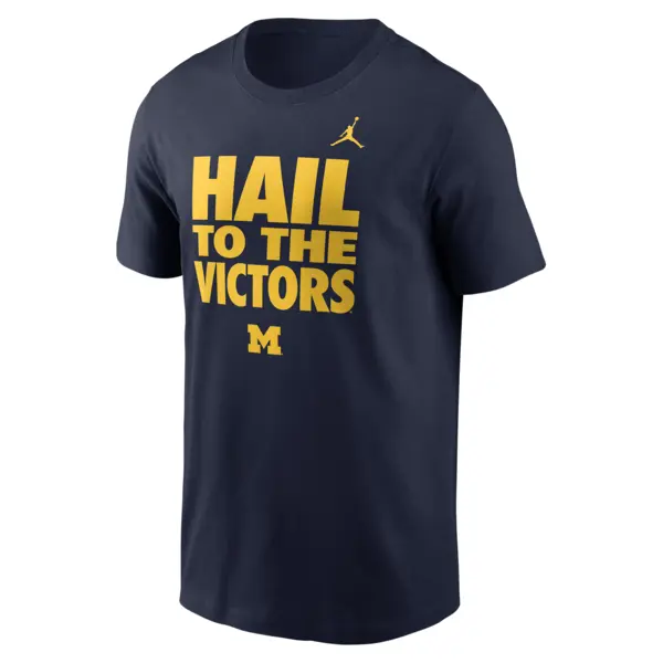 JORDAN Michigan Sideline Slogan Brand Dri-fit College Long-sleeve T-shirt - Blue