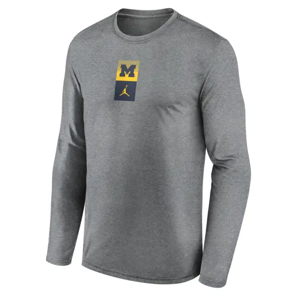 JORDAN Michigan Primetime Stack Legend Brand Dri-fit College Long-sleeve T-shirt - Grey