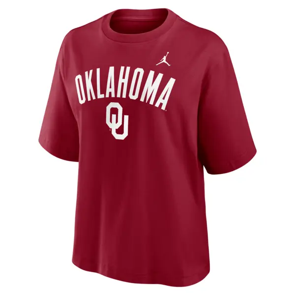 JORDAN Oklahoma Arch Over Logo Boxy Brand College T-shirt - Red