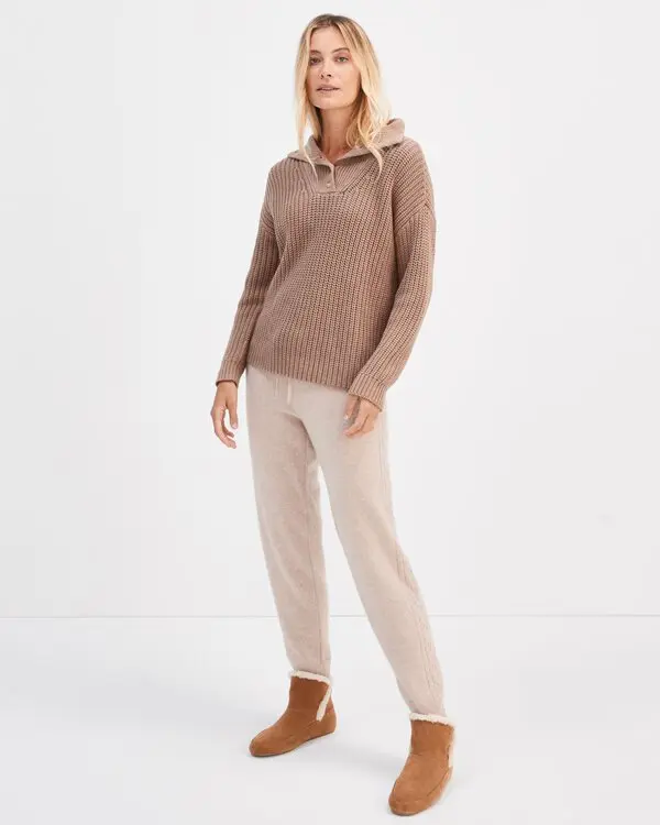 HAVEN WELL WITHIN Button-up Mock Neck Sweater