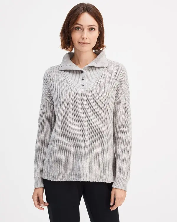 HAVEN WELL WITHIN Button-up Mock Neck Sweater
