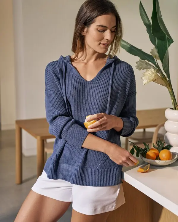 HAVEN WELL WITHIN Linen Cotton Ribbed Hoodie