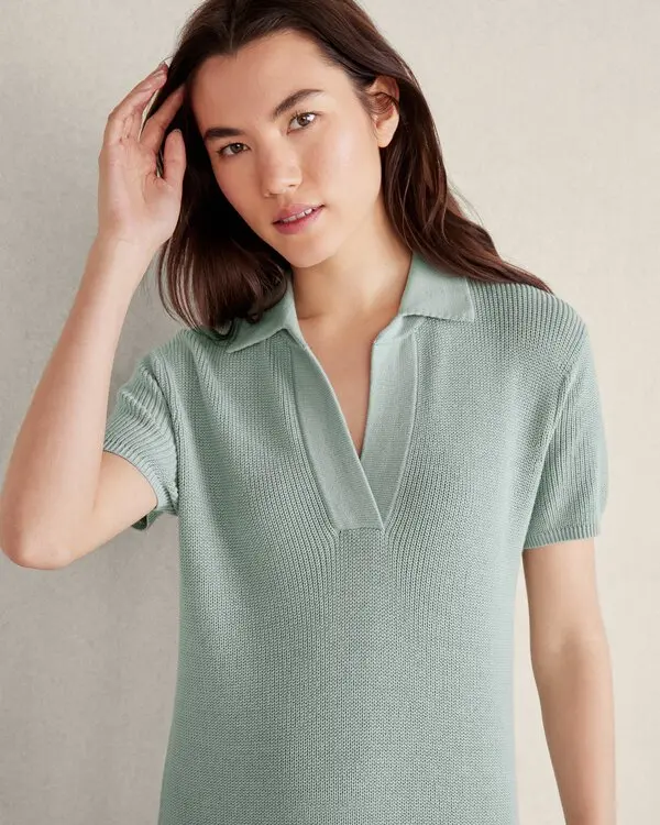 HAVEN WELL WITHIN Organic Cotton Rib Knit Johnny Collar Dress