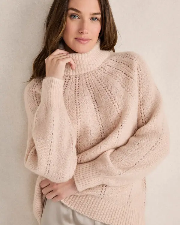 HAVEN WELL WITHIN Lofty Knit Pointelle Turtleneck Sweater