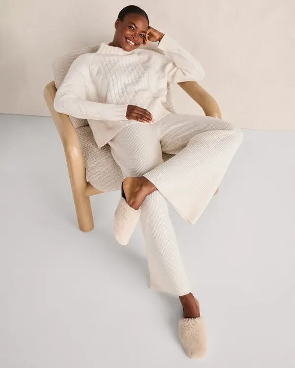 HAVEN WELL WITHIN Cashmere Rib Knit Wide Leg Pants