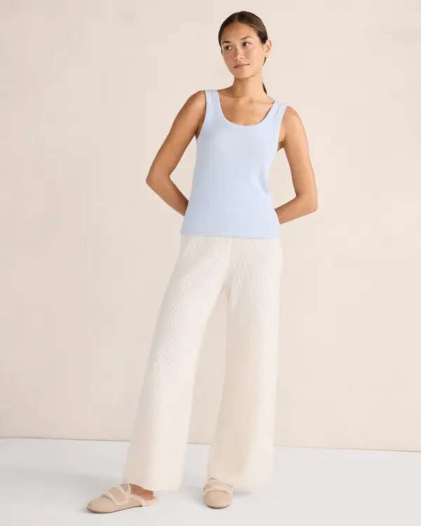 HAVEN WELL WITHIN Cashmere Rib Knit Wide Leg Pants