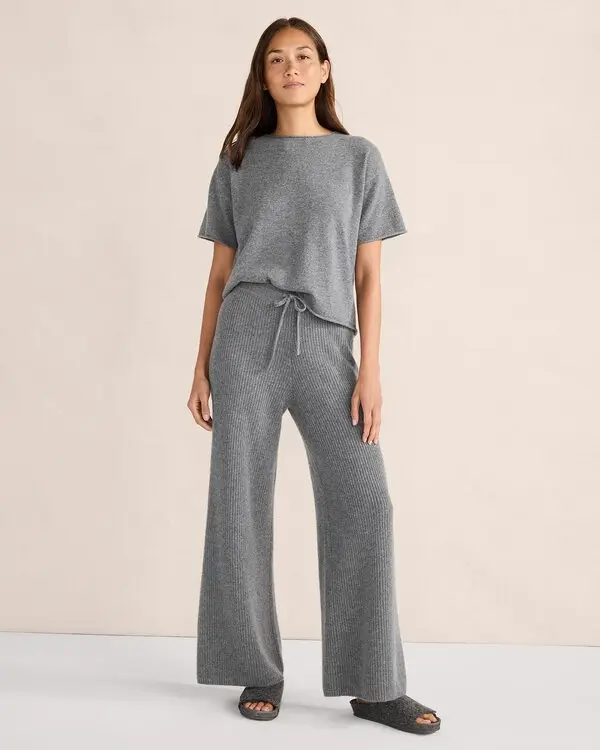 HAVEN WELL WITHIN Cashmere Rib Knit Wide Leg Pants