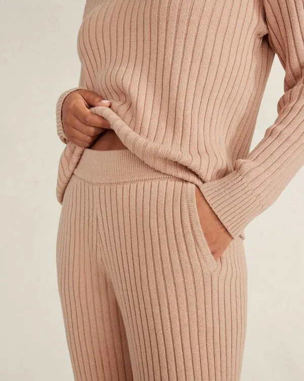 HAVEN WELL WITHIN Cotton Cashmere Rib-knit Cropped Pants