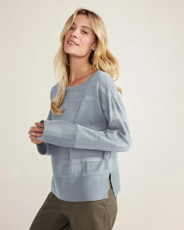 HAVEN WELL WITHIN Organic Cotton Sheer Stripe Bateau Neck Sweater