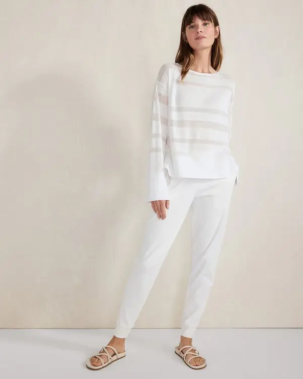 HAVEN WELL WITHIN Organic Cotton Sheer Stripe Bateau Neck Sweater