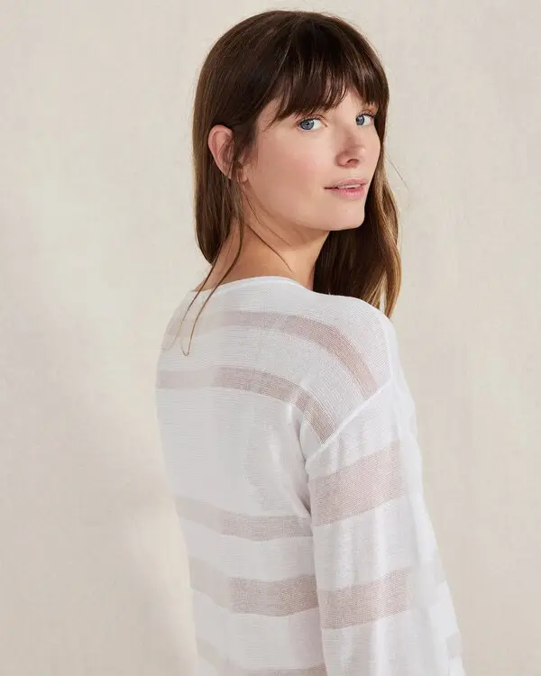 HAVEN WELL WITHIN Organic Cotton Sheer Stripe Bateau Neck Sweater