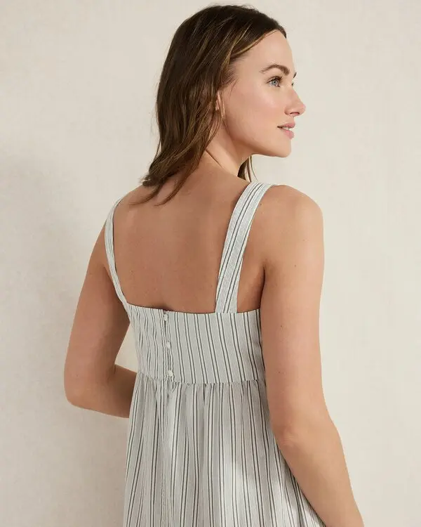 HAVEN WELL WITHIN Organic Cotton Poplin Striped Midi Dress