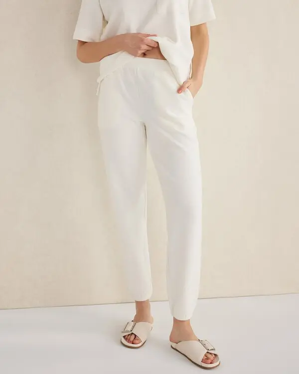 HAVEN WELL WITHIN Cotton Blend Textured Joggers - Ivory