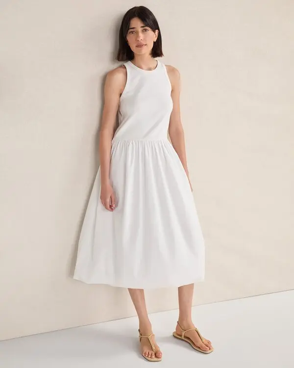 HAVEN WELL WITHIN Organic Cotton Drop Waist Bubble Dress - White