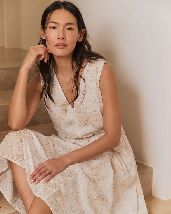 HAVEN WELL WITHIN Cotton Voile Blend Shell Midi Dress
