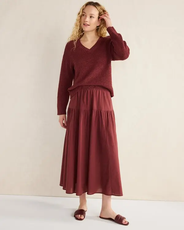 HAVEN WELL WITHIN Cotton Voile Blend Drop Waist Midi Skirt