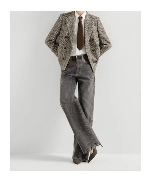 Brunello Cucinelli Contemporary Loose Fit Monili Denim Trousers - Dark Gray